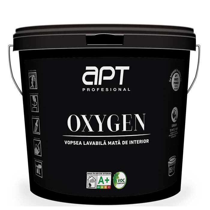 Vopsea lavabila mata alba APT Oxygen 15 LITRI - eMAG.ro
