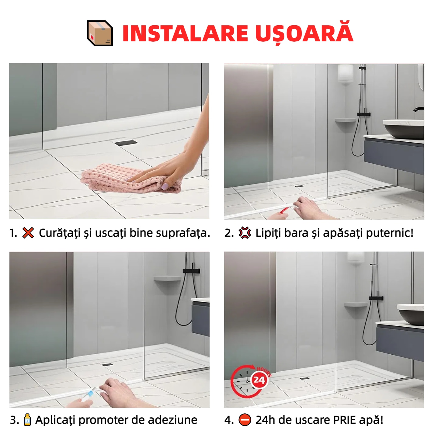 Banda etansa cabina de dus Omelivon®, Bariera Anti-apa pentru Dus si ...