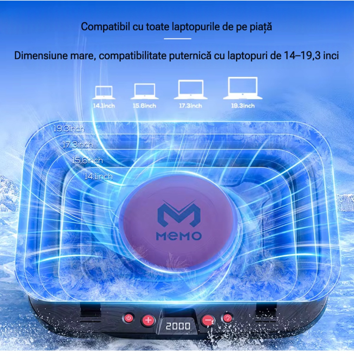 Cooler Laptop Gaming, Ventilator Turbo 2420 RPM, USB-C, Reglabil ...