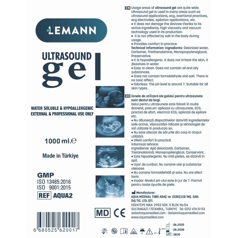 Gel Ultrasunete Lemann,1000 ml, Gel medical hipoalergenic pentru ...