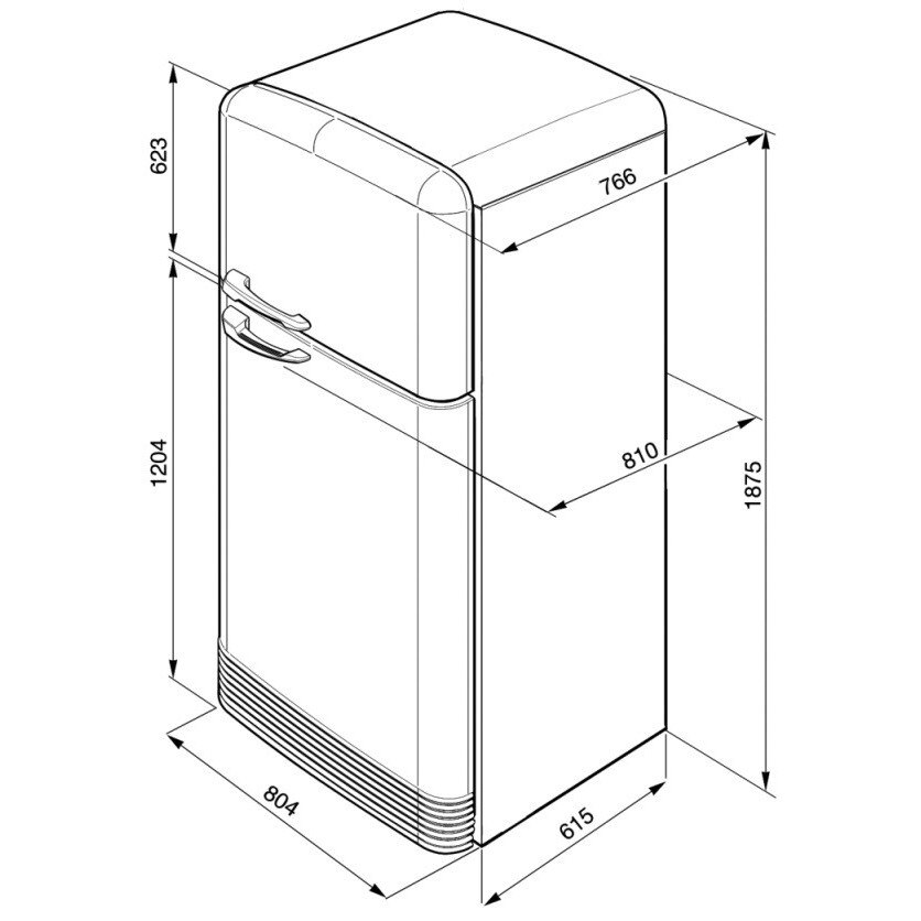 Frigider cu 2 usi No Frost Smeg FAB50B, 80 cm latime, alb, estetica ...
