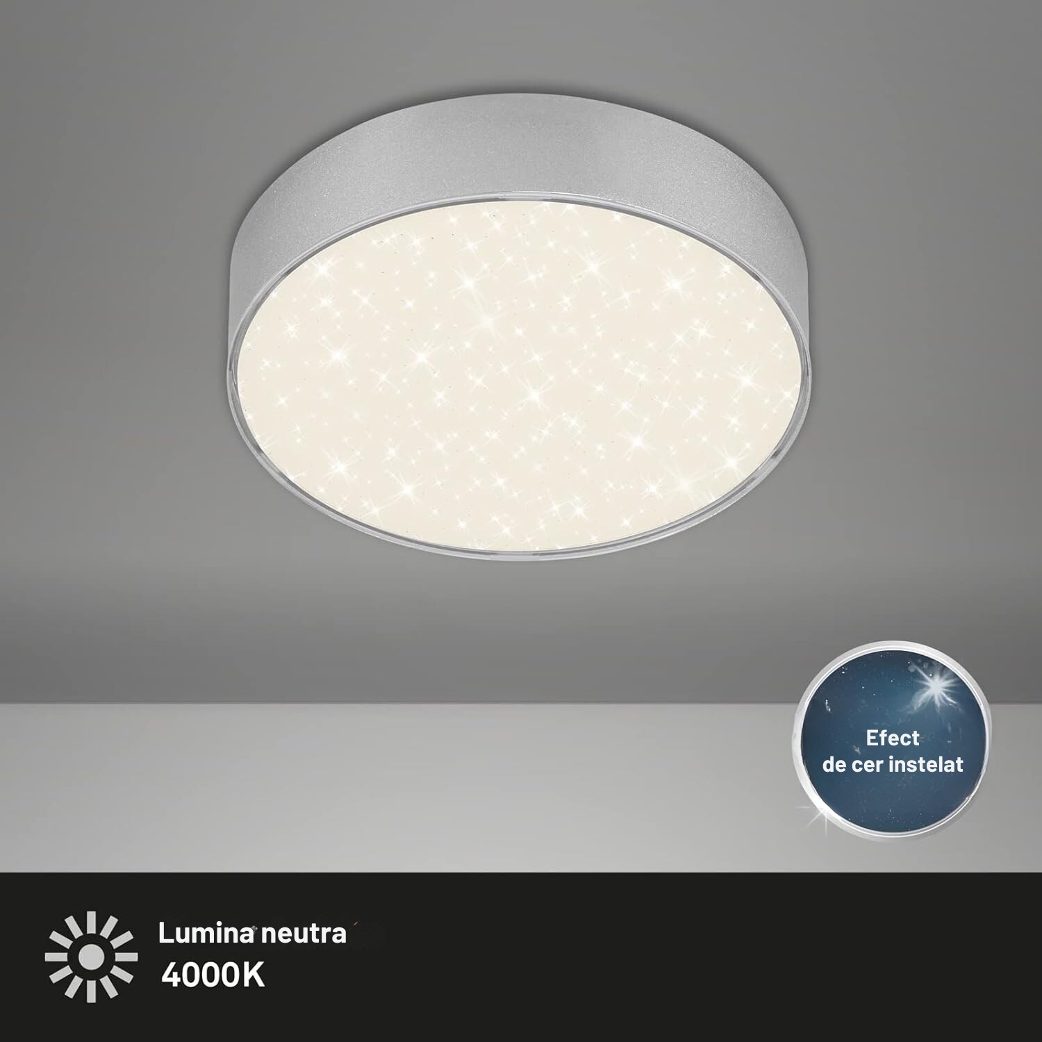 Plafonieră LED cer instelat, lumina reglabilă alb cald/neutru/rece ...