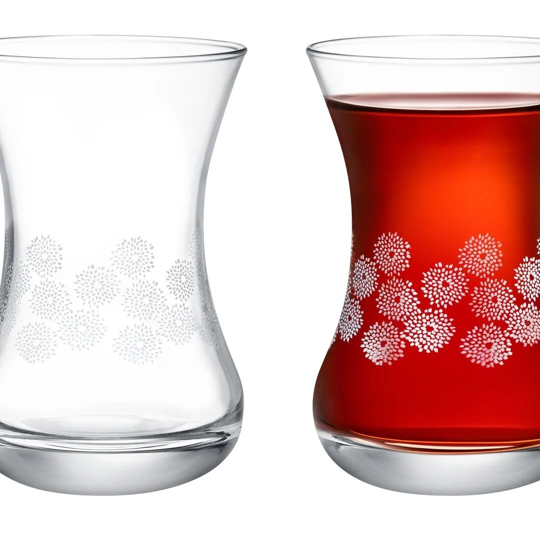 Set 6 pahare ceai Madame Coco Lavem flori albe 155ml sticla - eMAG.ro