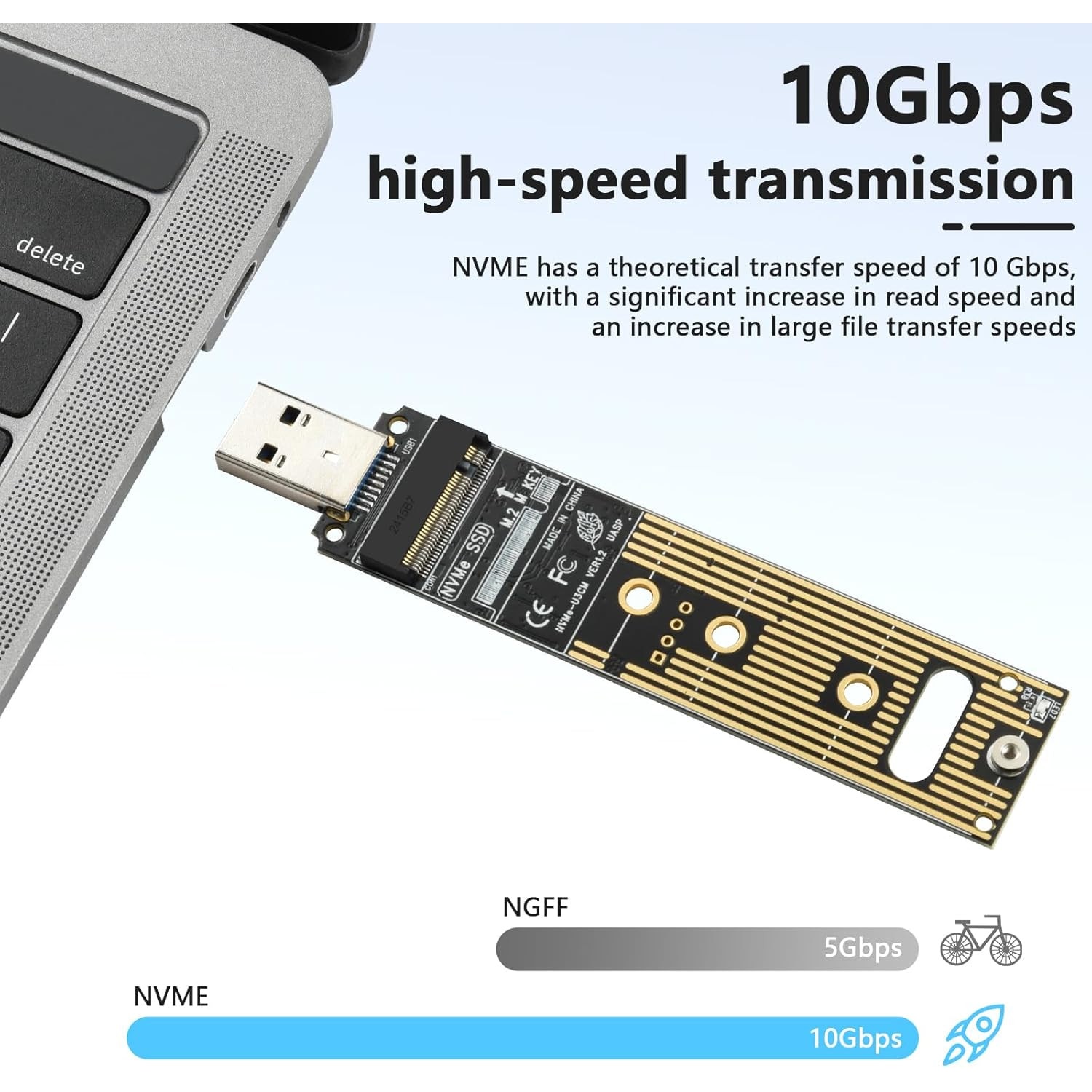 Adaptor M.2 NVMe la USB 3.2 Gen 2 Tip-A, OTTOOPPXIN®, suporta ...