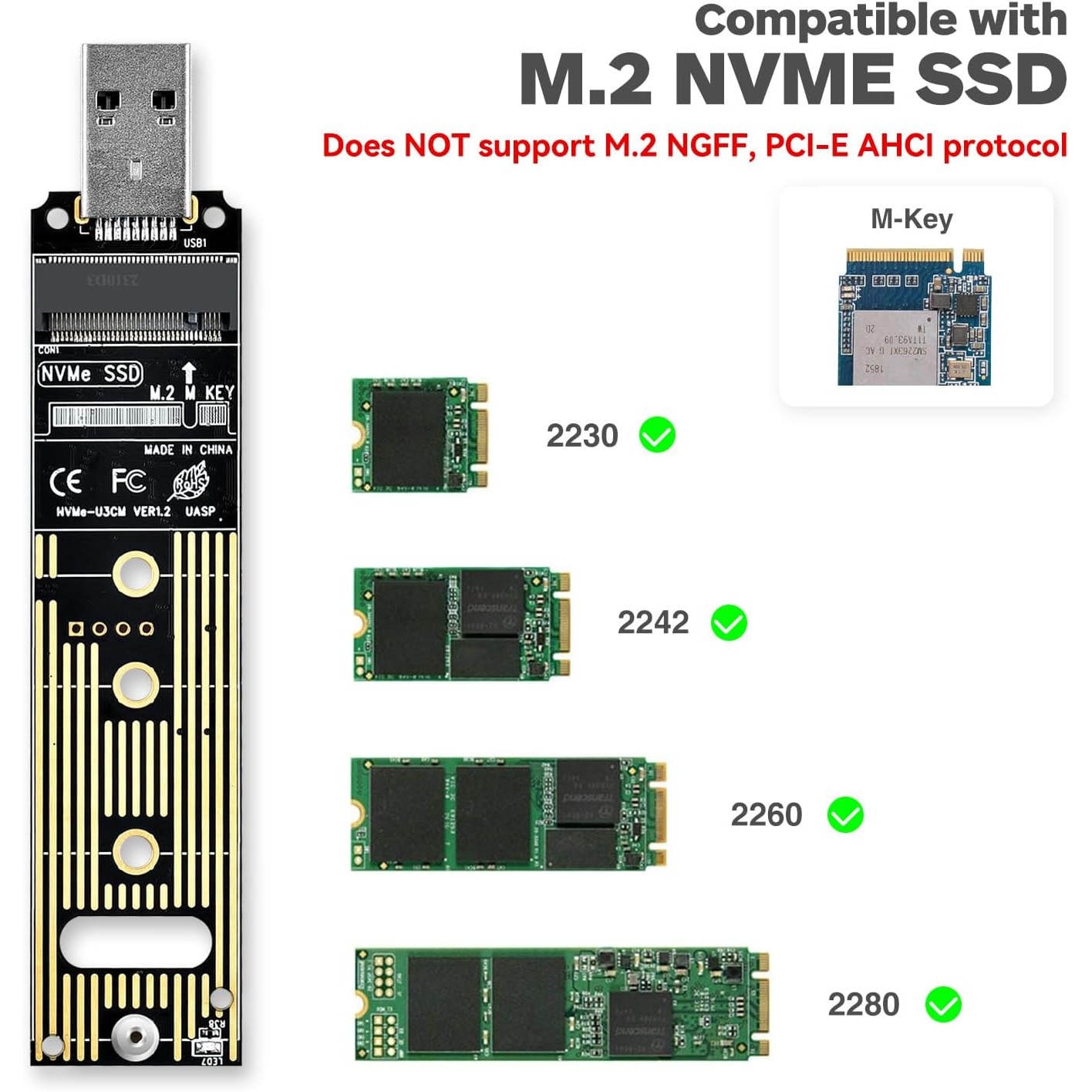 Adaptor M.2 NVMe la USB 3.2 Gen 2 Tip-A, OTTOOPPXIN®, suporta ...