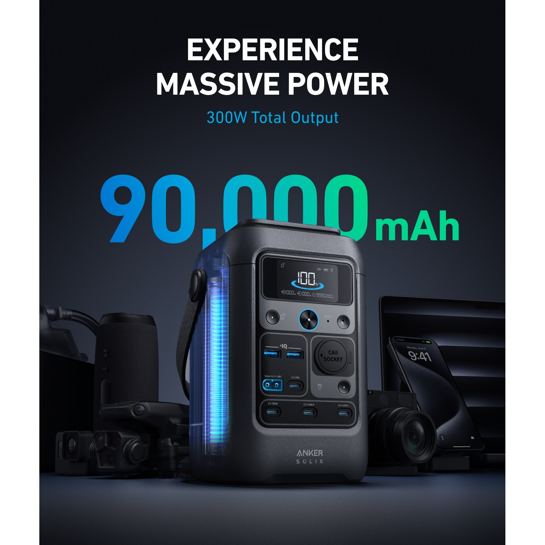 Kit Statie de alimentare Anker Solix C300X DC cu Panou solar Anker ...