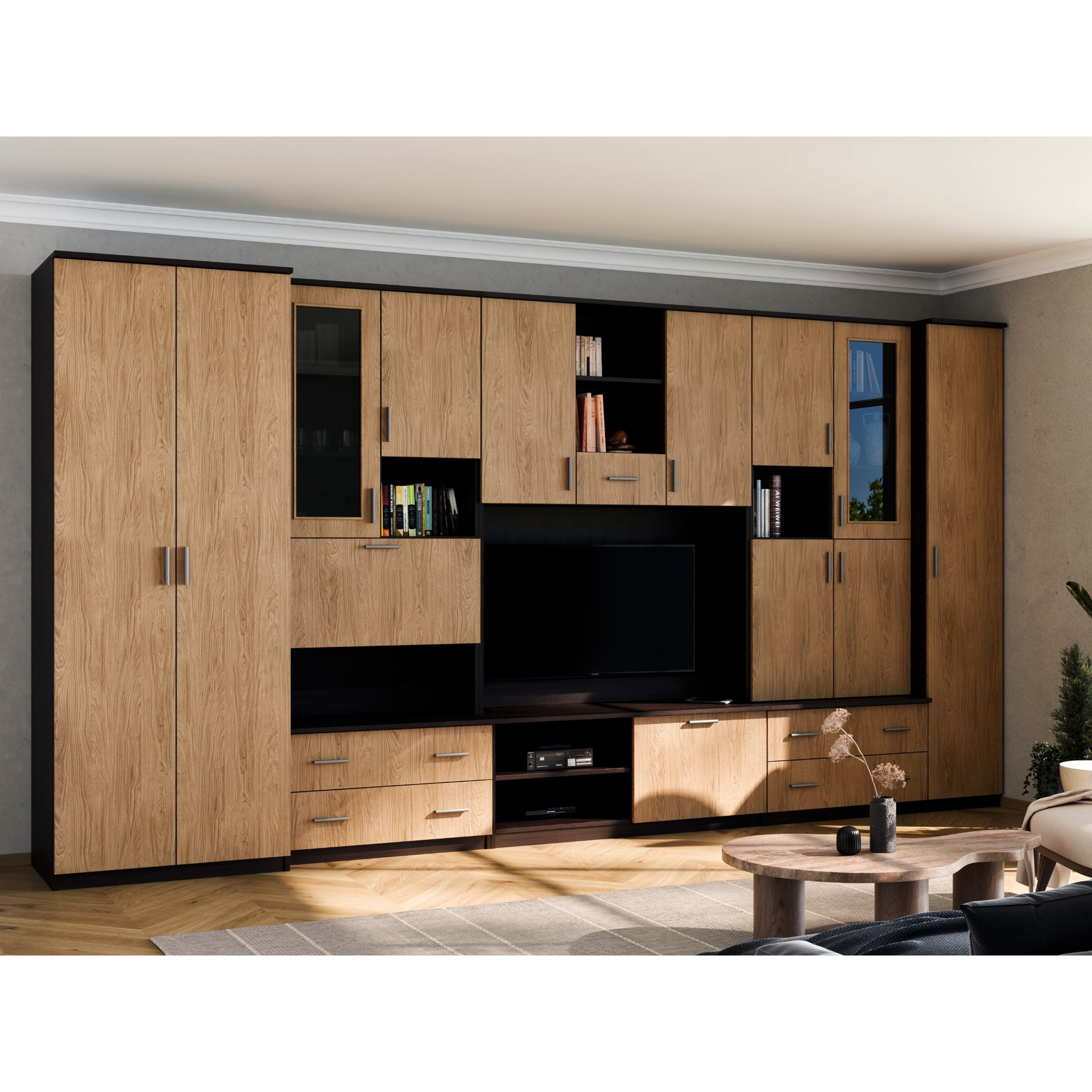 Set Mobila Biblioteca, Meblast, Cyclone, 400 cm x 210 cm x 53 cm, Dublu ...