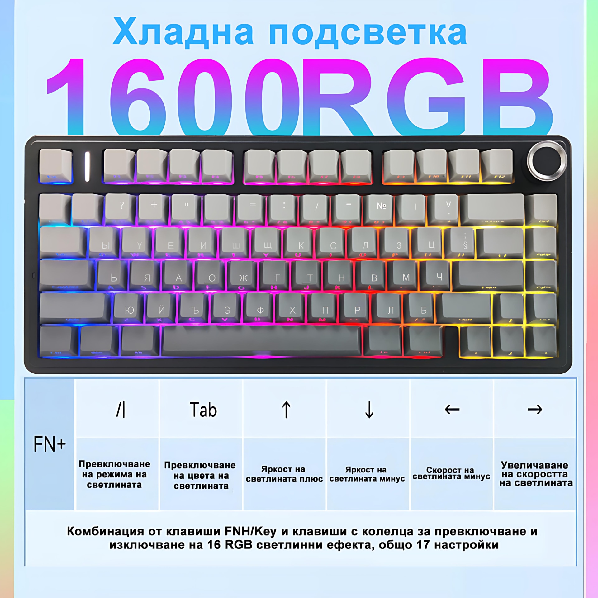 AULA F75 75%-os mechanikus billentyűzet, Leobog Reaper, Gradient Grey ...
