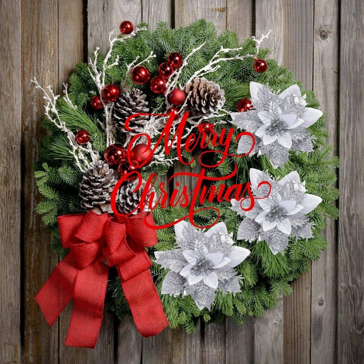 Set 20 flori decorative Craciun de 14 cm cu cleme diverse culori din ...