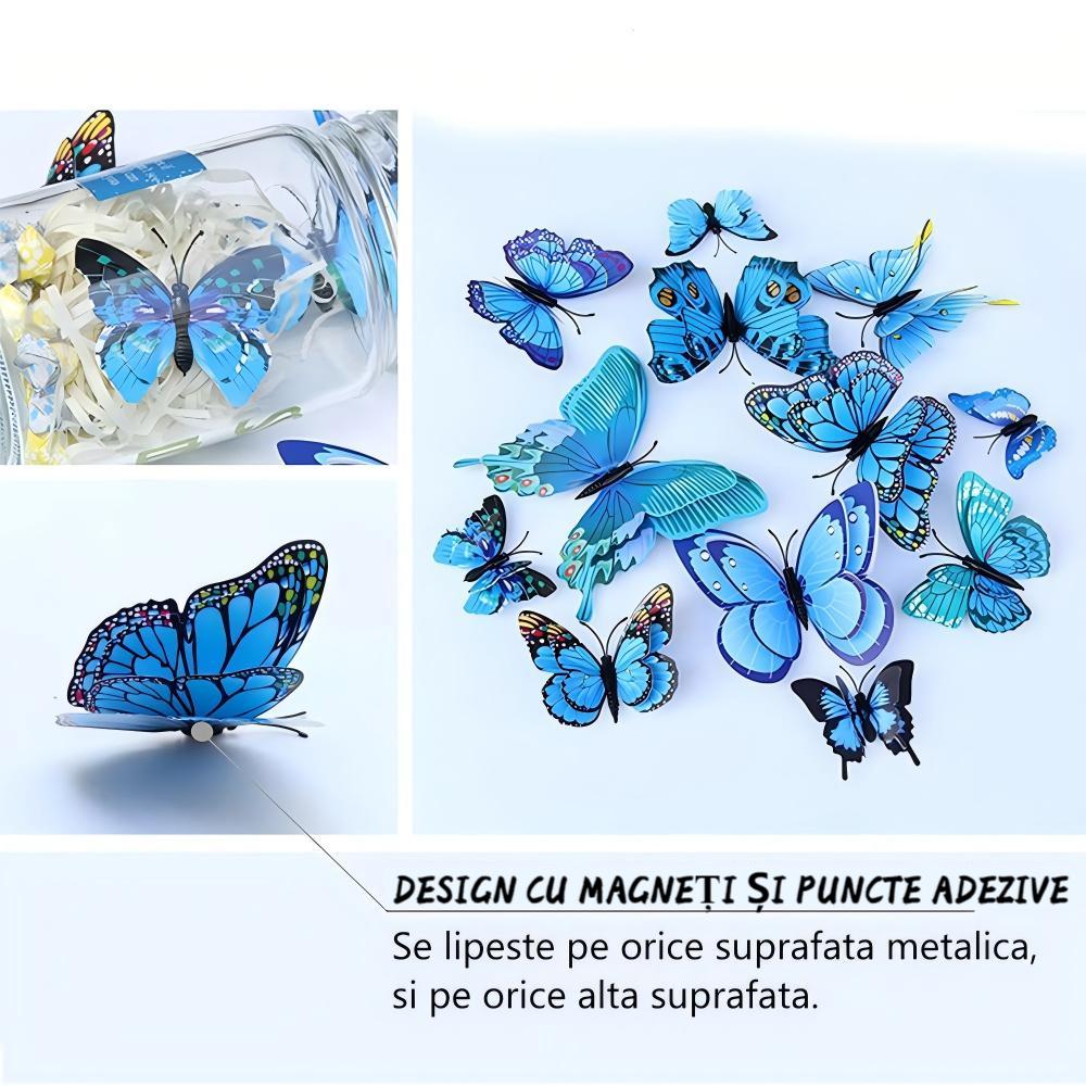 24 de Fluturi 3D pentru Decor Perete – Fluturi Magnetici Autoadezivi ...