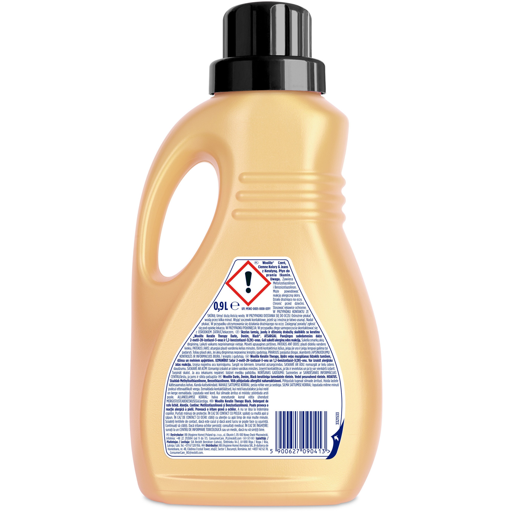 Течен перилен препарат Woolite Keratin Darks, 15 пранета, 900 мл - eMAG.bg