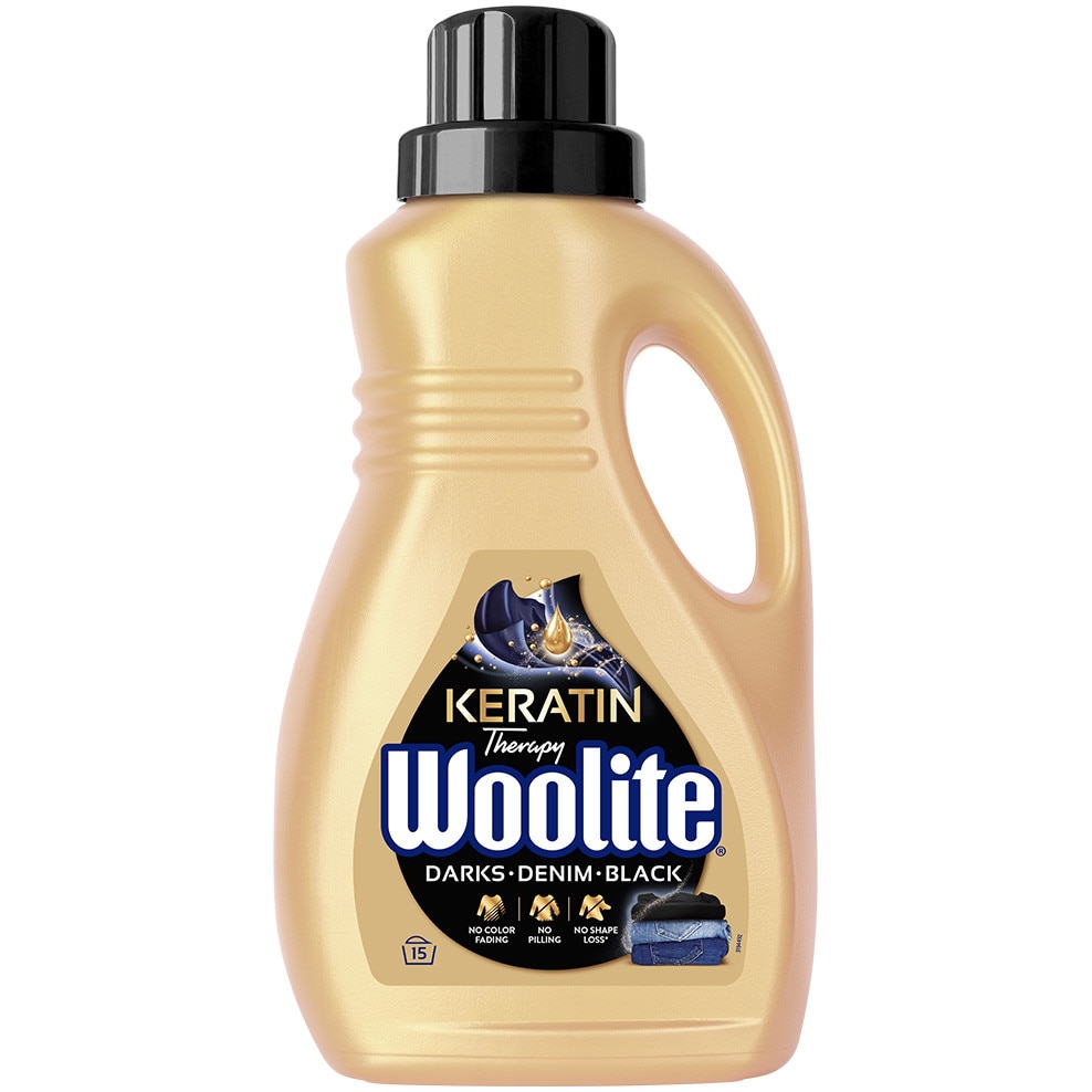 Течен перилен препарат Woolite Keratin Darks, 15 пранета, 900 мл - eMAG.bg